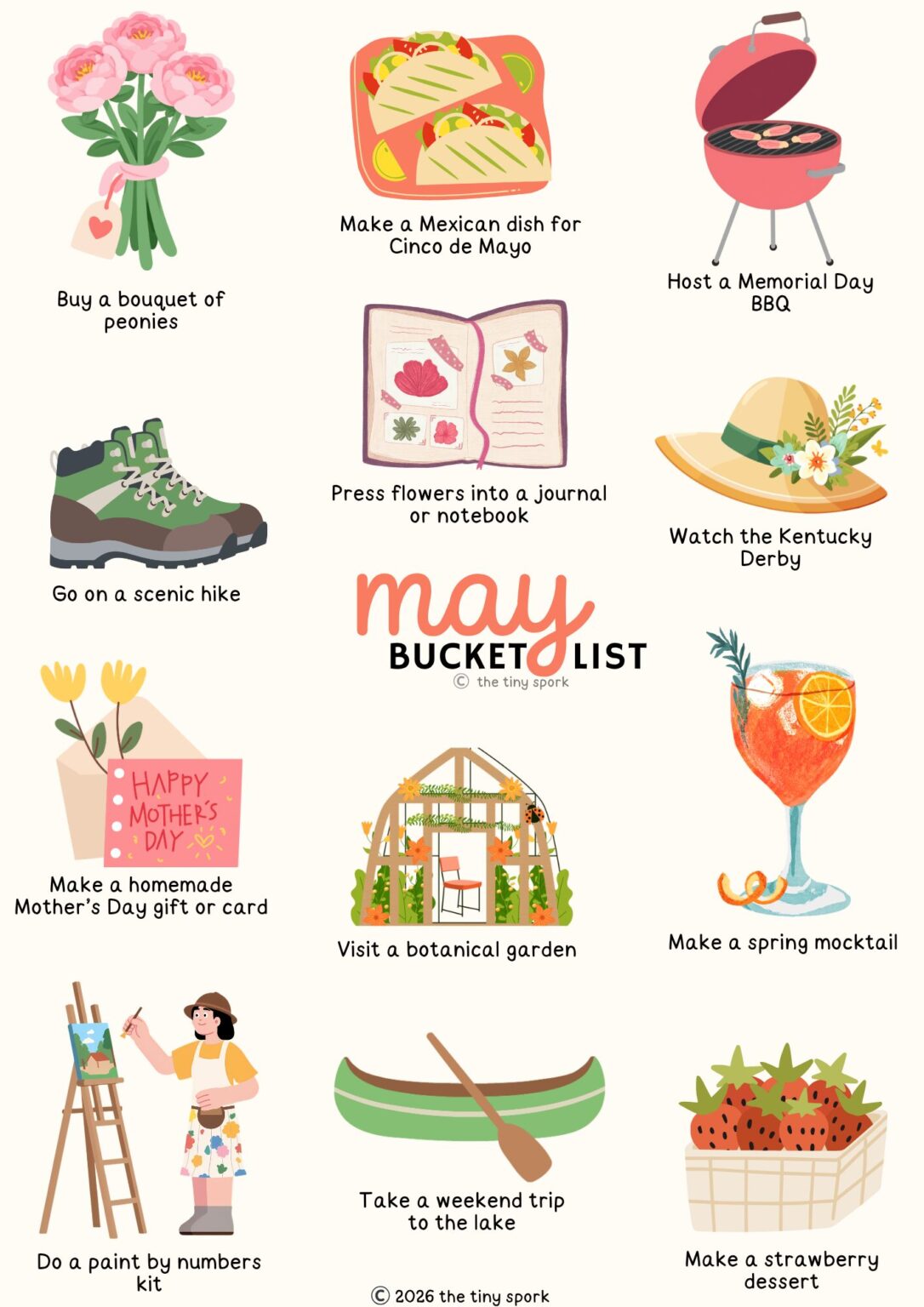 25 Simple & Cozy May Bucket List Ideas (+FREE Printable!) - The Tiny Spork
